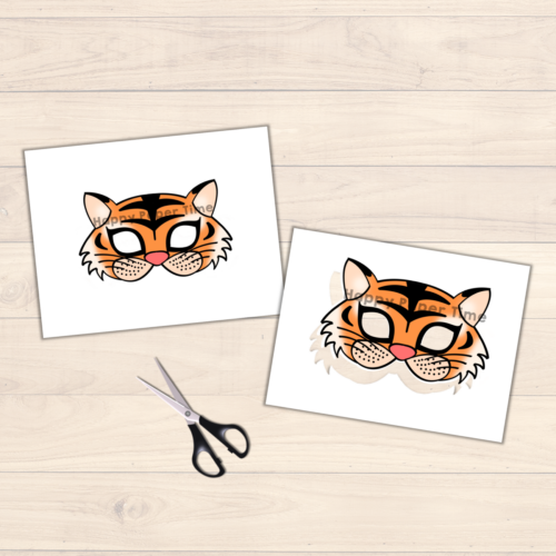 Tiger Paper Mask Printable Jungle Asian Animal Craft Activity Template ...