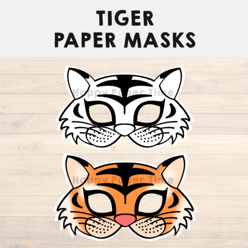 Tiger Paper Masks Printable Jungle Animal Coloring Craft Activity ...