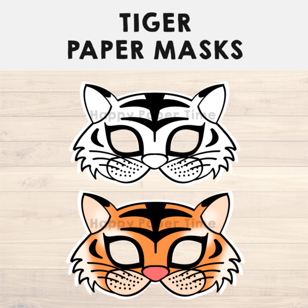 Tiger Paper Masks Printable Jungle Animal Coloring Craft Activity ...