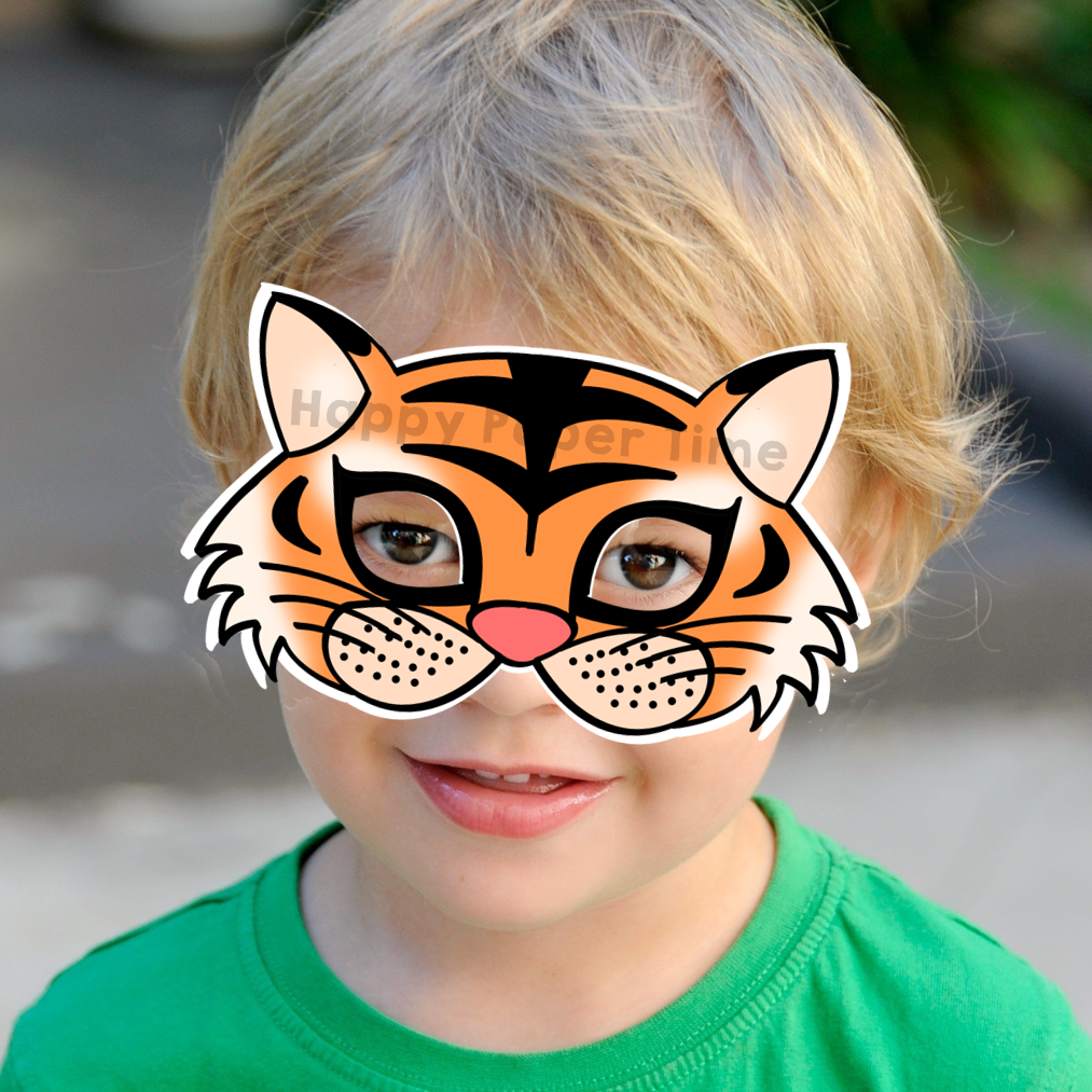 Tiger Paper Masks Printable Jungle Animal Coloring Craft Activity ...