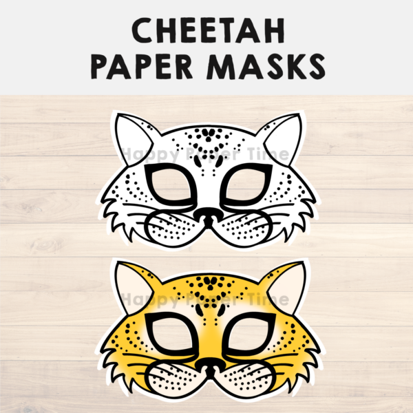 Cheetah Paper Mask Printable Africa Animal Coloring Craft Activity ...