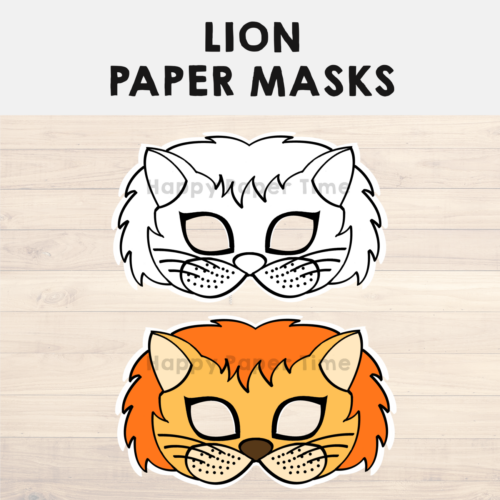 Lion Paper Masks Printable Africa Animal Coloring Craft Activity ...