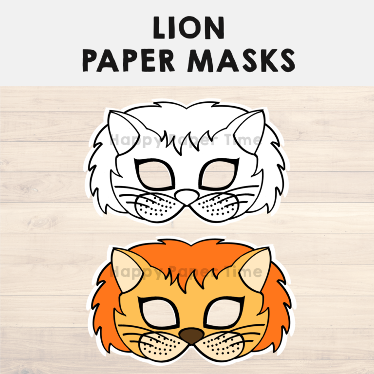 Lion Paper Masks Printable Africa Animal Coloring Craft Activity ...