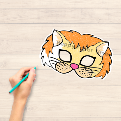 Lion Paper Masks Printable Africa Animal Coloring Craft Activity ...