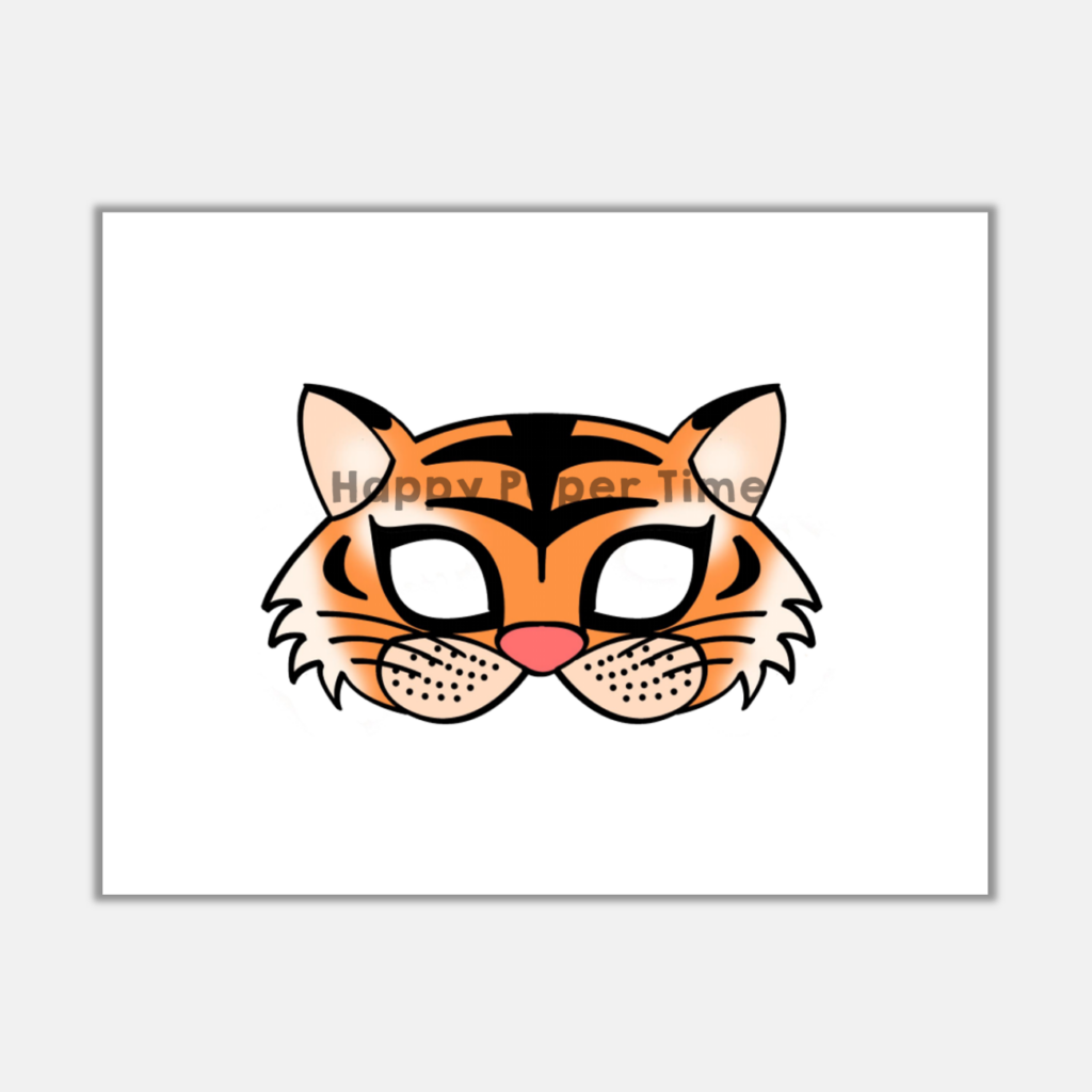 Wild Cat Paper Mask Printable Animal Coloring Craft Activity Costume ...