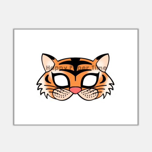 Wild Cat Paper Mask Printable Animal Coloring Craft Activity Costume ...