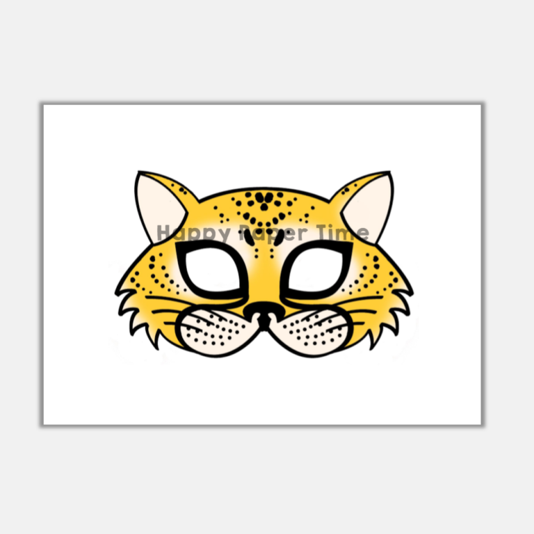Wild Cat Paper Mask Printable Animal Coloring Craft Activity Costume ...