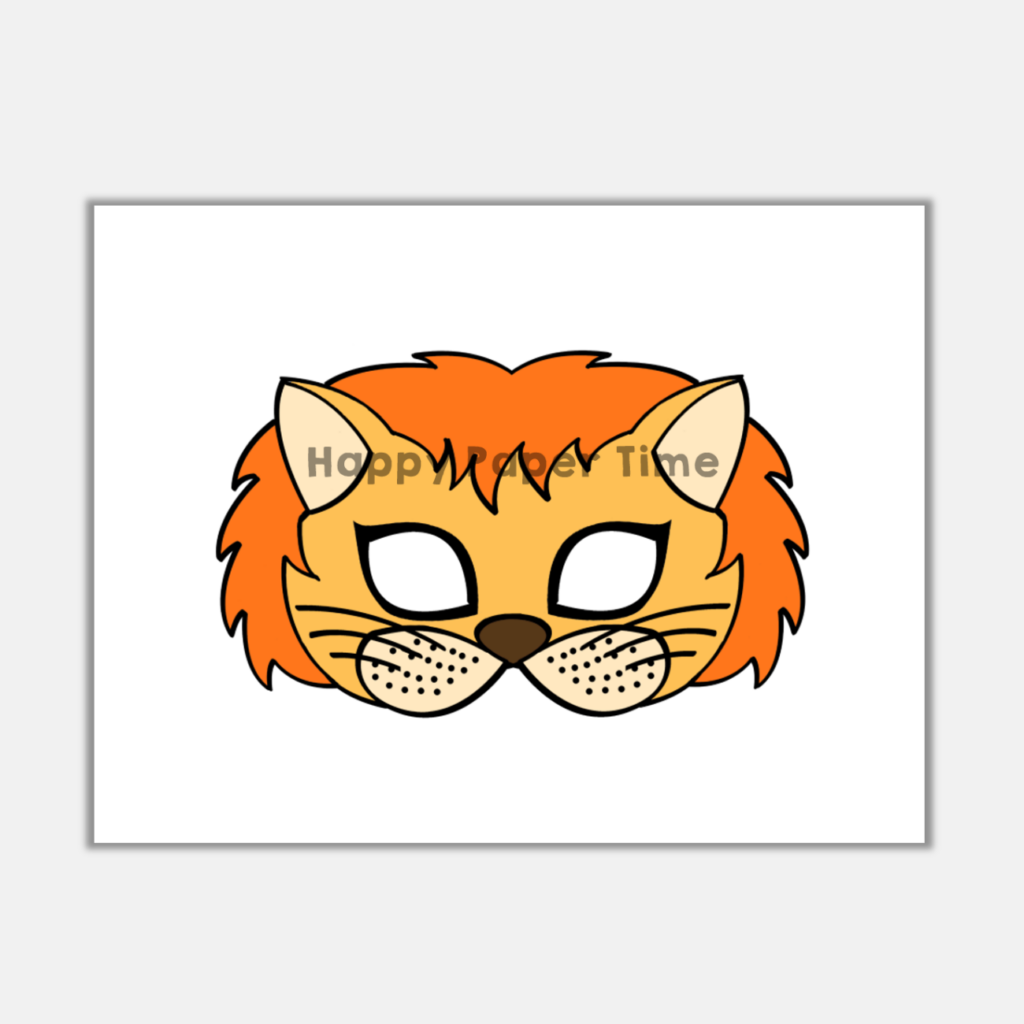 Wild Cat Paper Mask Printable Animal Coloring Craft Activity Costume ...