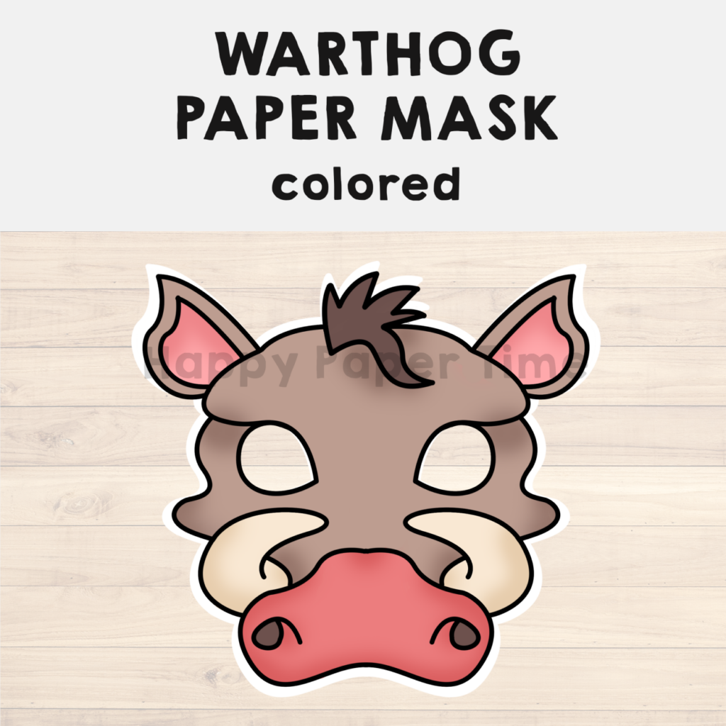 Warthog Paper Mask Printable Africa Animal Craft Activity Template ...