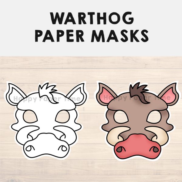 Warthog Paper Mask Printable Africa Animal Coloring Craft Activity ...