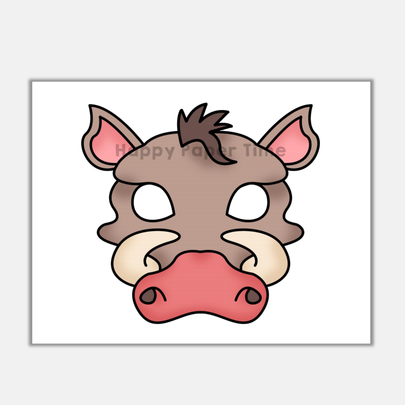 Warthog Paper Mask Printable Africa Animal Coloring Craft Activity ...