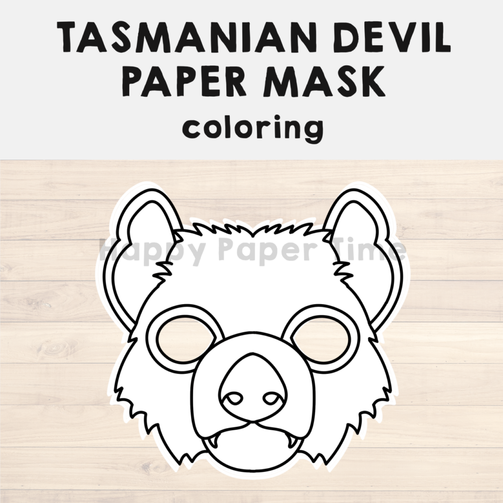 Tasmanian Devil Paper Masks Printable Coloring Craft Activity Template ...