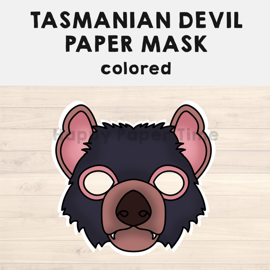 Tasmanian Devil Paper Masks Printable Coloring Craft Activity Template ...
