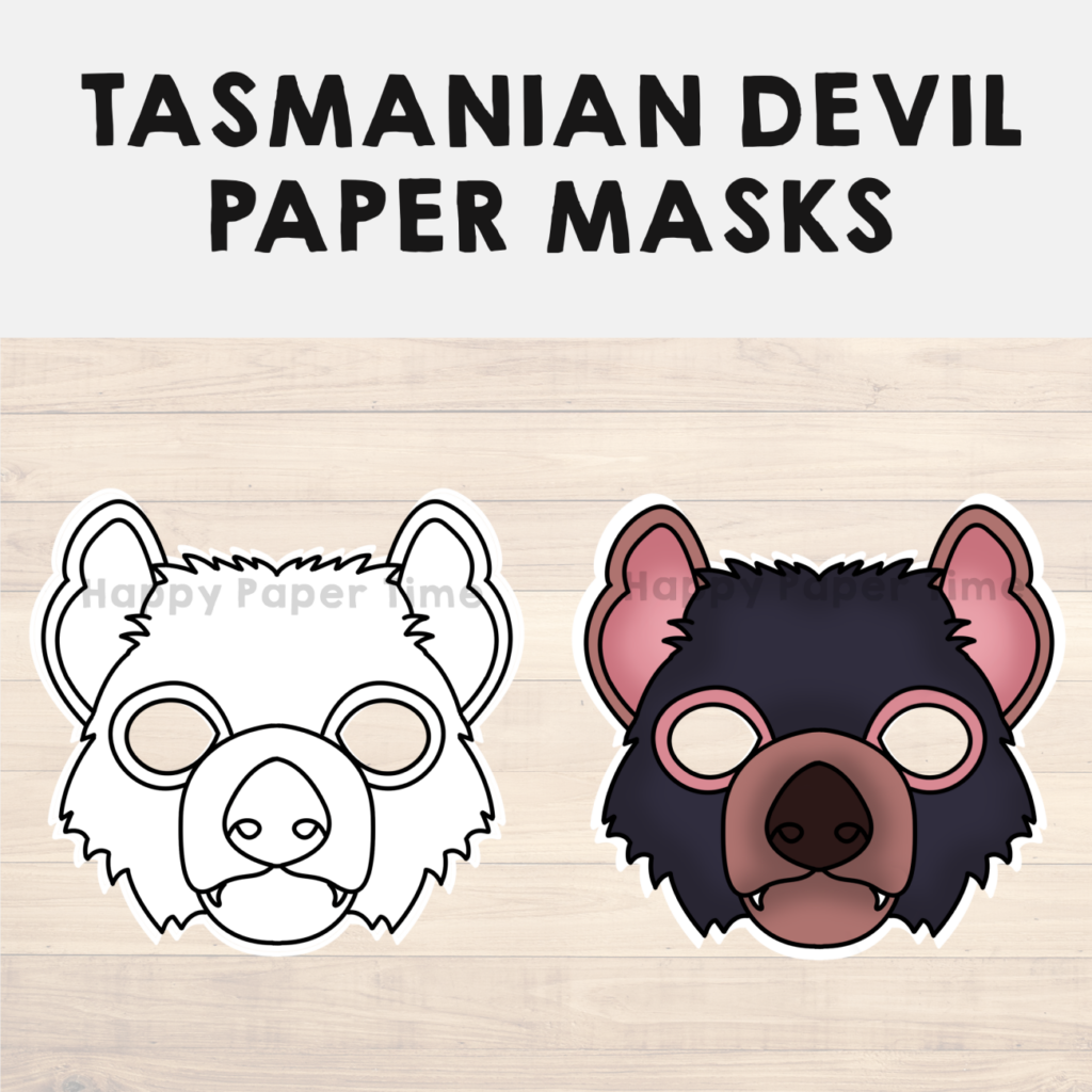 Tasmanian Devil Paper Masks Printable Coloring Craft Activity Template ...