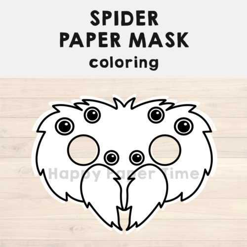 Spider Paper Mask Printable Coloring Halloween Craft Activity Template ...