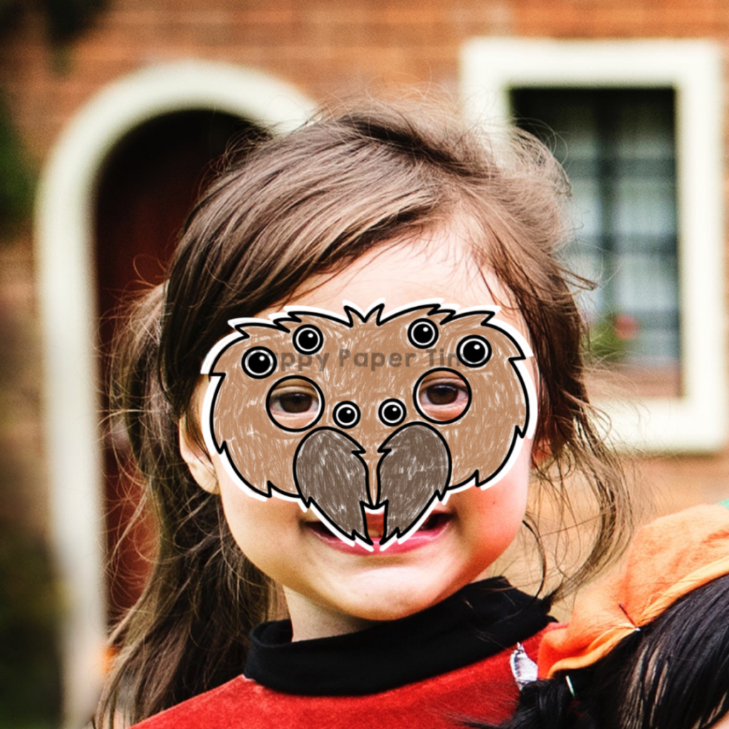 Spider Paper Mask Printable Coloring Halloween Craft Activity Template ...