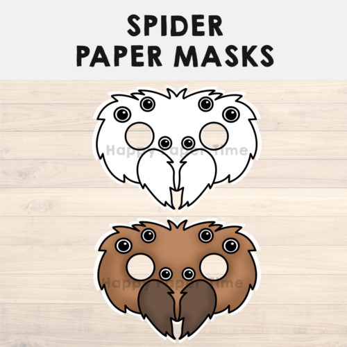 Spider Paper Masks Printable Coloring Halloween Craft Activity Template ...