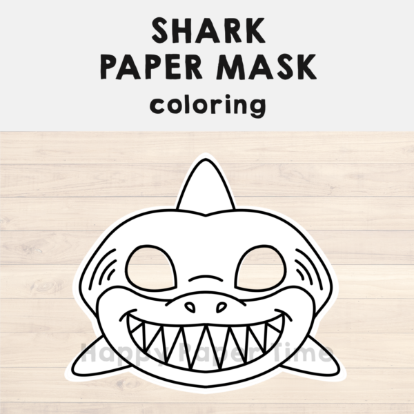 Shark Paper Mask Printable Ocean Sea Animal Coloring Craft Activity ...