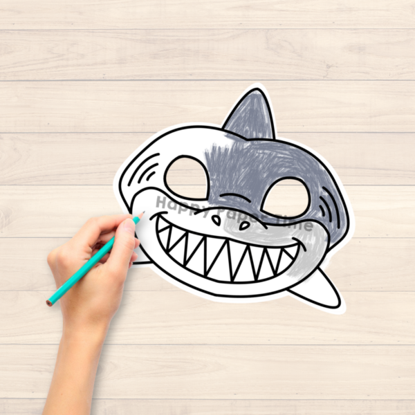 Shark Paper Mask Printable Ocean Sea Animal Coloring Craft Activity ...