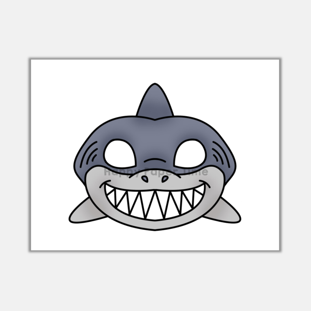 Shark Paper Mask Printable Ocean Sea Animal Coloring Craft Activity ...