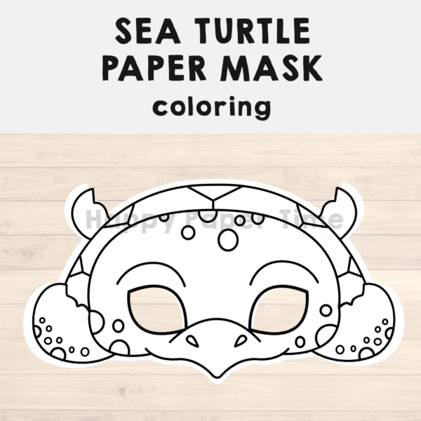 Sea Turtle Paper Mask Printable Ocean Animal Coloring Craft Activity ...