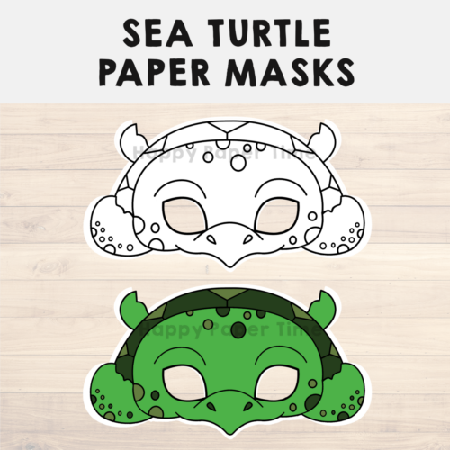 Sea Turtle Paper Masks Printable Ocean Animal Coloring Craft Activity ...