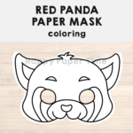 Red Panda Paper Mask Printable Asian Animal Coloring Jungle Craft ...