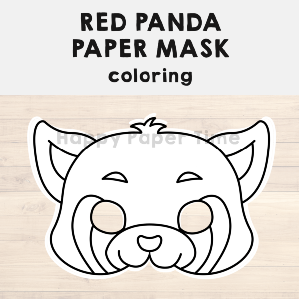 Red Panda Paper Mask Printable Asian Animal Coloring Jungle Craft ...