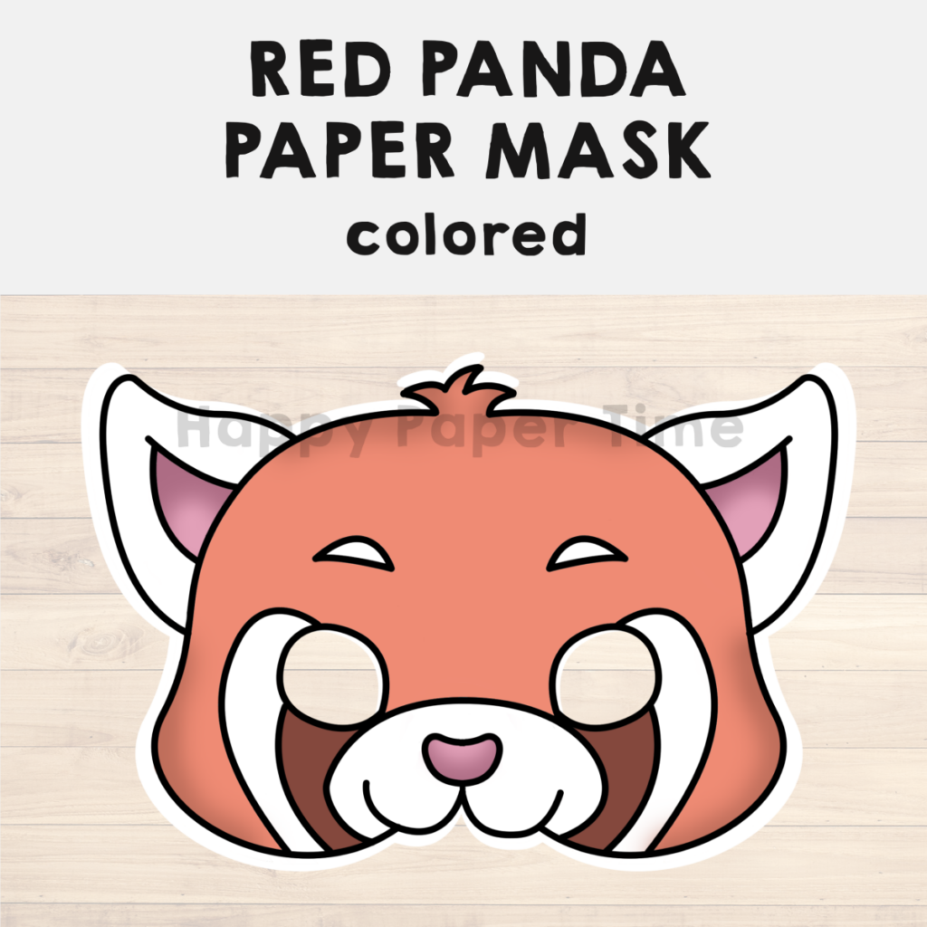 Panda Paper Masks Printable Asian Animal Coloring Craft Activity Jungle ...