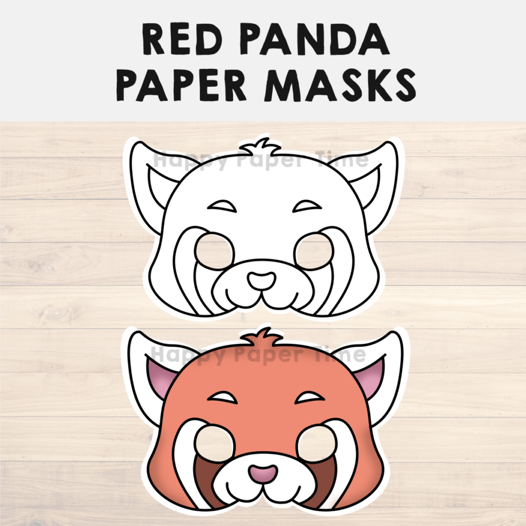 Red Panda Paper Masks Printable Asian Animal Coloring Jungle Craft ...
