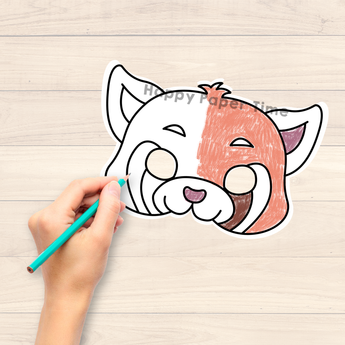 Red Panda Paper Masks Printable Asian Animal Coloring Jungle Craft ...