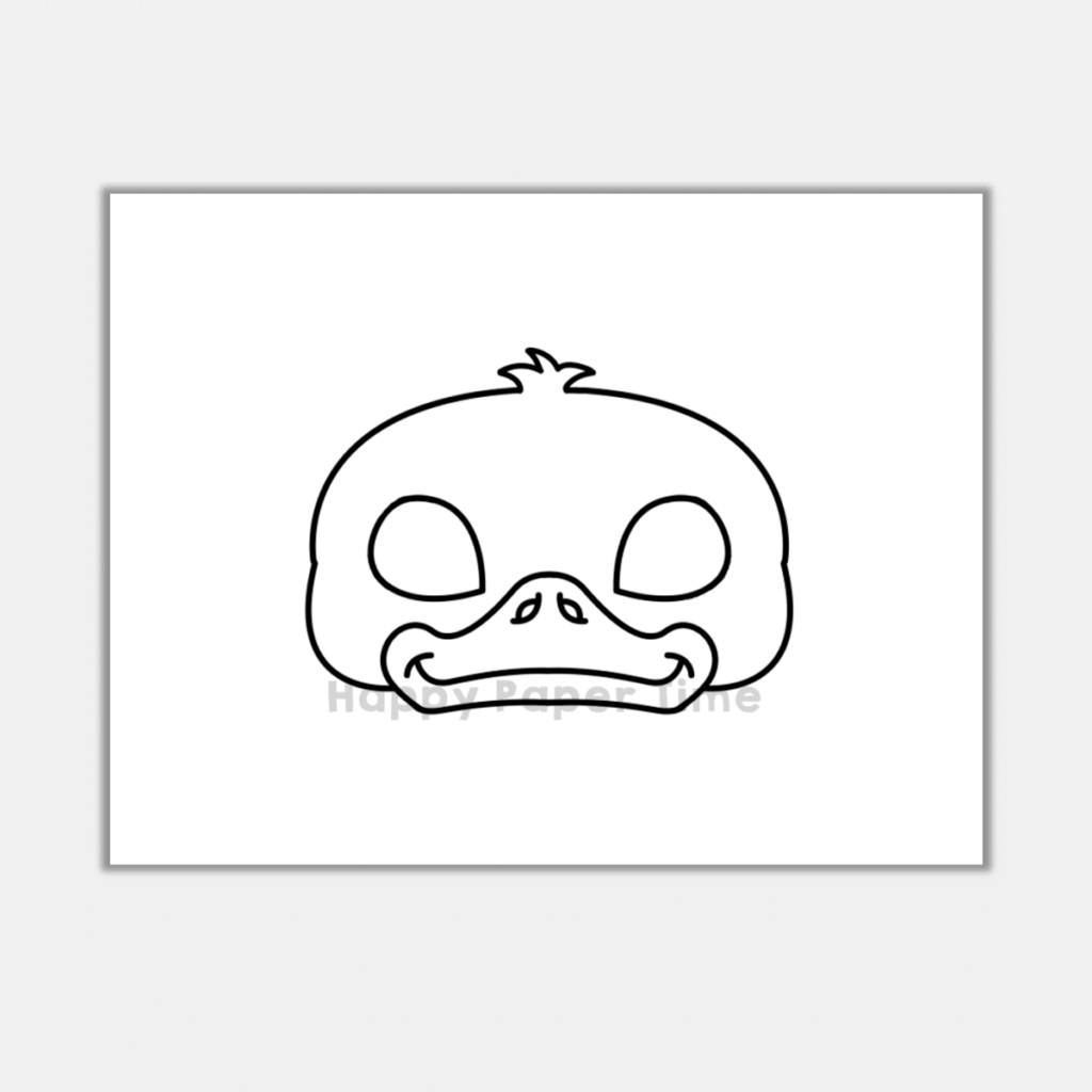 Duck Paper Mask Printable Pond Animal Coloring Craft Activity Costume ...