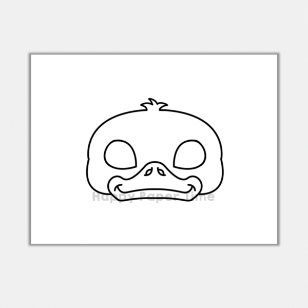 Duck Paper Mask Printable Pond Animal Coloring Craft Activity Costume ...