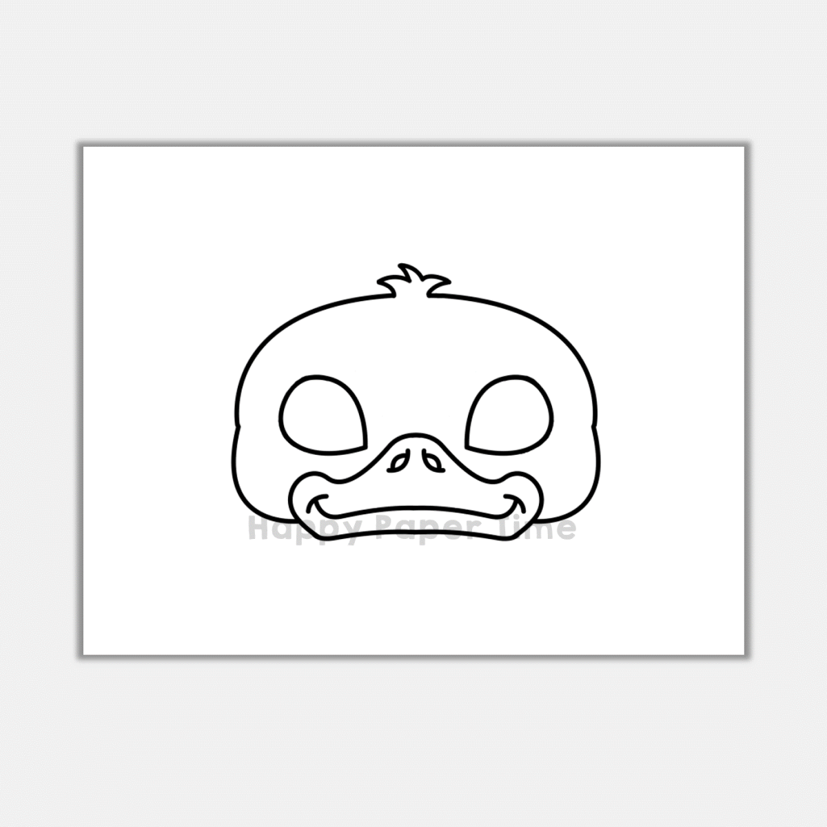 Duck Paper Mask Printable Pond Animal Coloring Craft Activity Costume ...