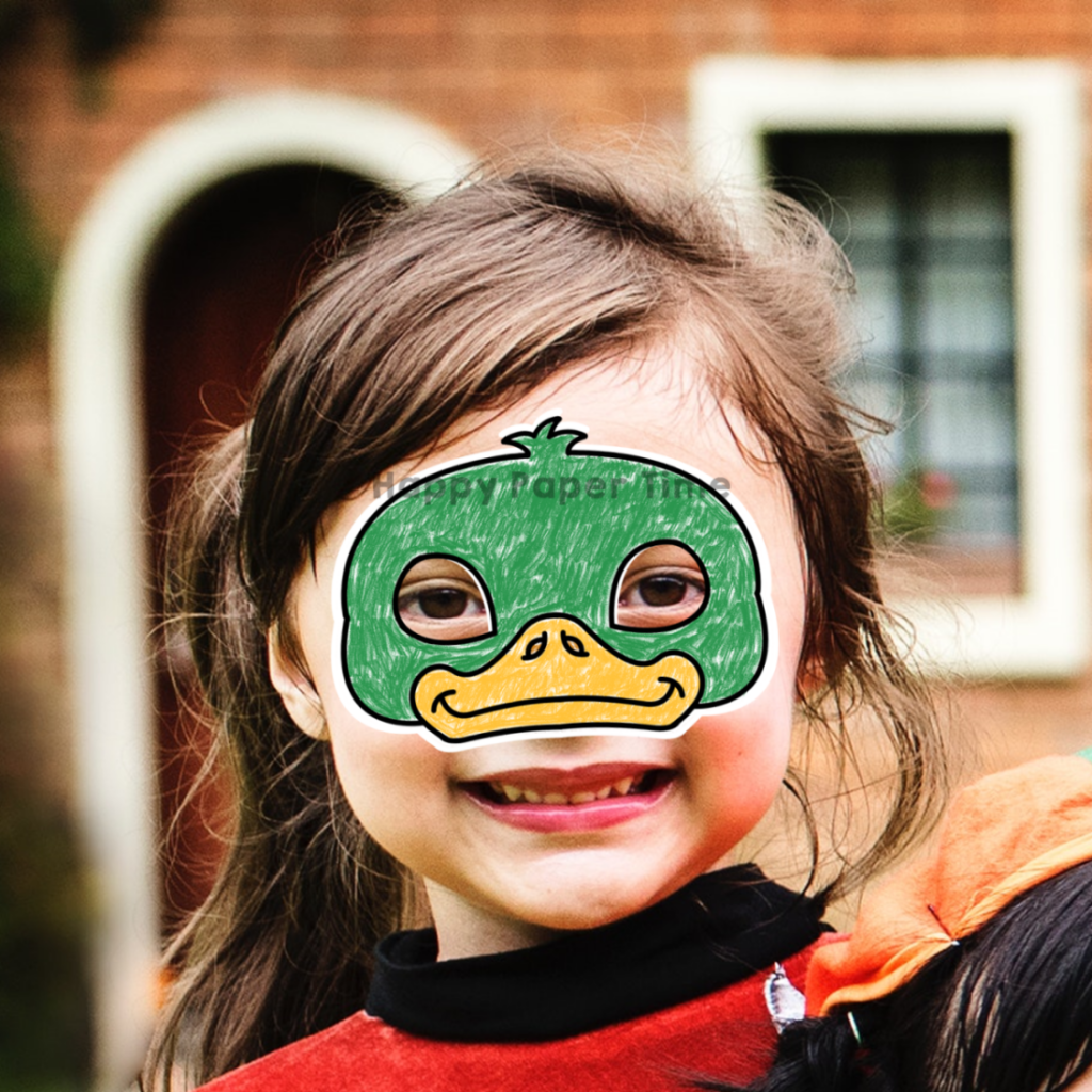 Duck Paper Mask Printable Pond Animal Coloring Craft Activity Costume ...