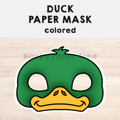 Duck Paper Masks Printable Pond Animal Coloring Craft Activity Costume ...