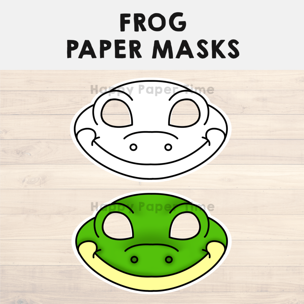 Frog Paper Masks Printable Pond Animal Coloring Craft Activity Costume ...