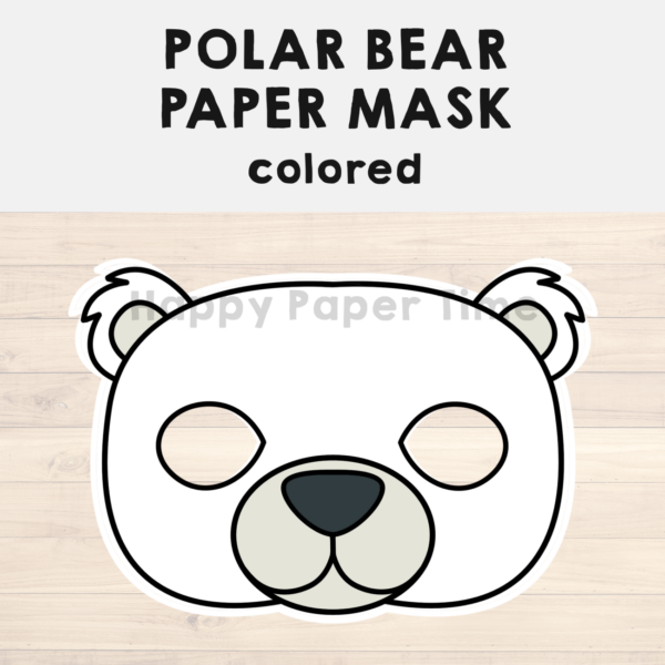 Polar Bear Paper Mask Printable Polar Animal Costume Craft Activity ...