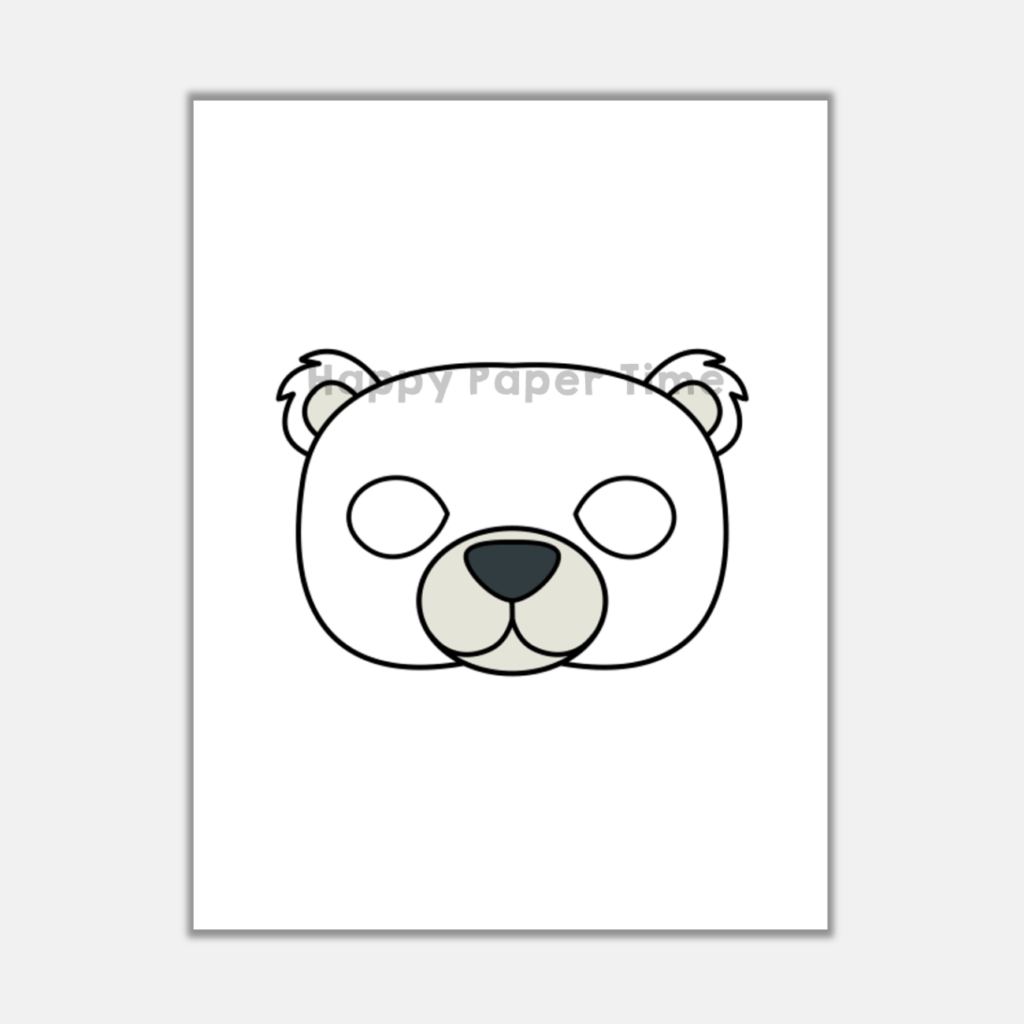 Polar Bear Paper Mask Printable Polar Animal Costume Craft Activity ...