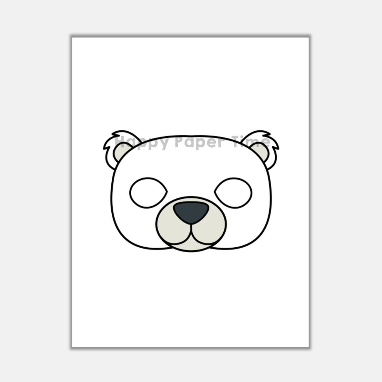 Polar Bear Paper Mask Printable Polar Animal Costume Craft Activity ...