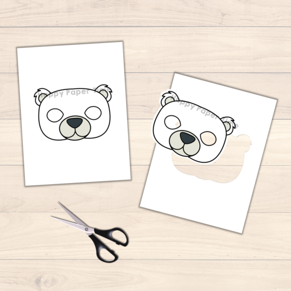 Polar Bear Paper Mask Printable Polar Animal Costume Craft Activity ...