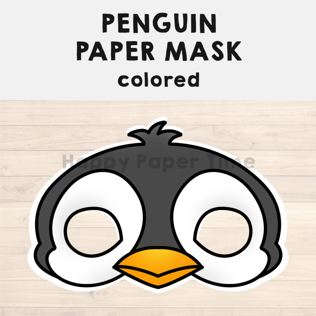 Penguin Paper Mask Printable Polar Animal Craft Activity Costume | Made ...