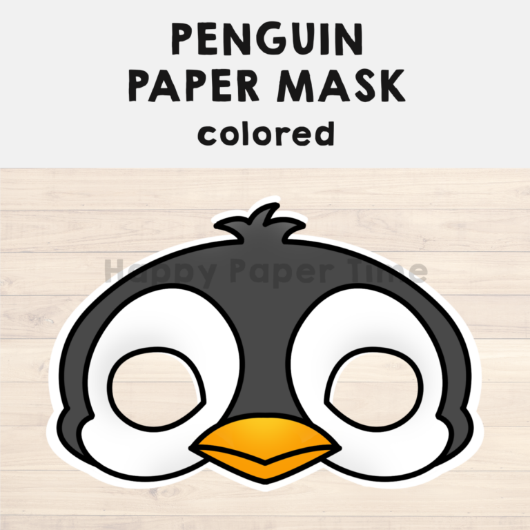 Penguin Paper Mask Printable Polar Animal Craft Activity Costume | Made ...