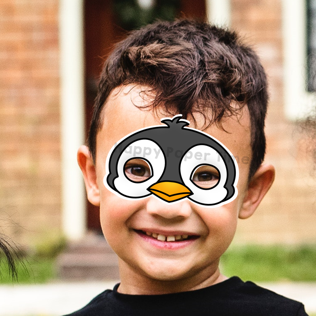 Penguin Paper Masks Printable Polar Animal Coloring Craft Activity ...