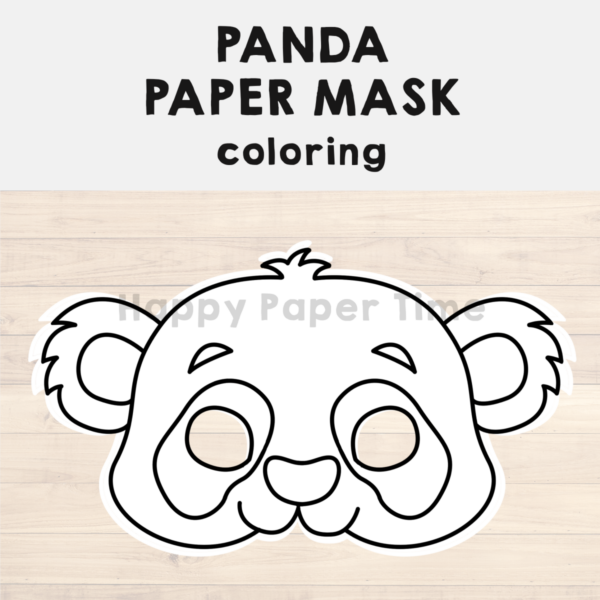 Panda Paper Mask Printable Asian Animal Coloring Craft Activity Jungle ...