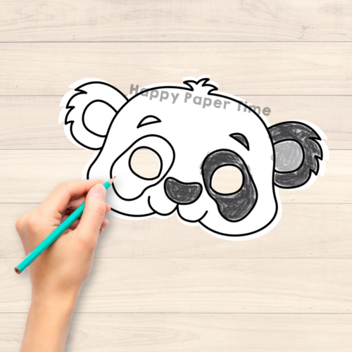 Panda Paper Mask Printable Asian Animal Coloring Craft Activity Jungle ...