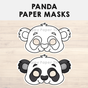 Panda Paper Masks Printable Asian Animal Coloring Craft Activity Jungle ...