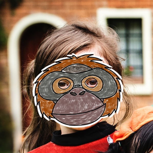 Orangutan Paper Mask Printable Asian Jungle Animal Coloring Craft ...