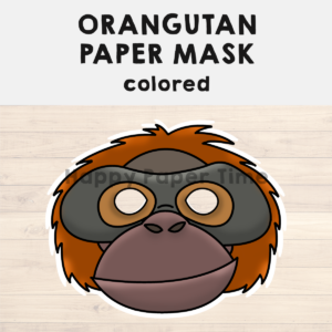 Orangutan Paper Masks Printable Asian Jungle Animal Coloring Craft ...