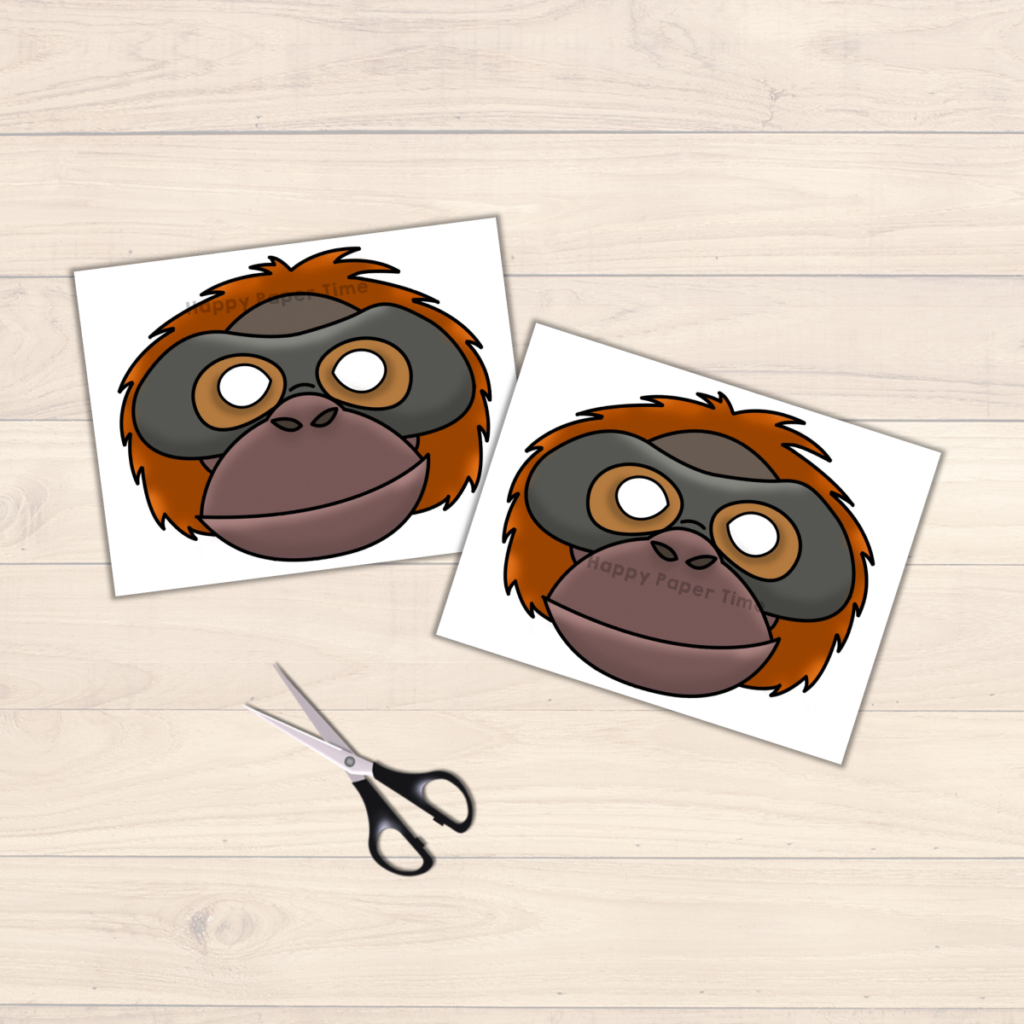 Orangutan Paper Mask Printable Asian Jungle Animal Costume Craft ...